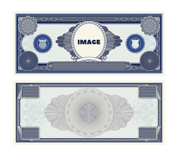 Blue Banknote Voucher Template - 50 Royalty Free Vector