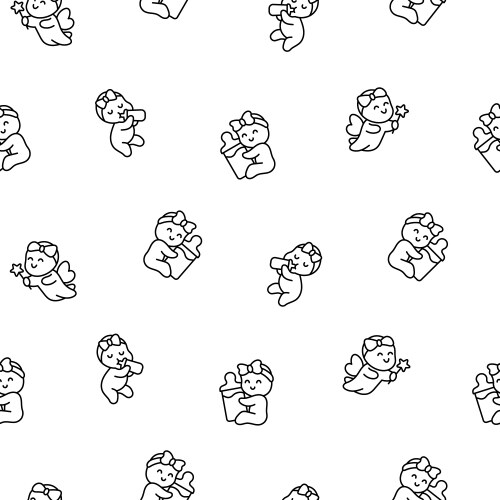 Cute baby girl seamless pattern coloring page Vector Image