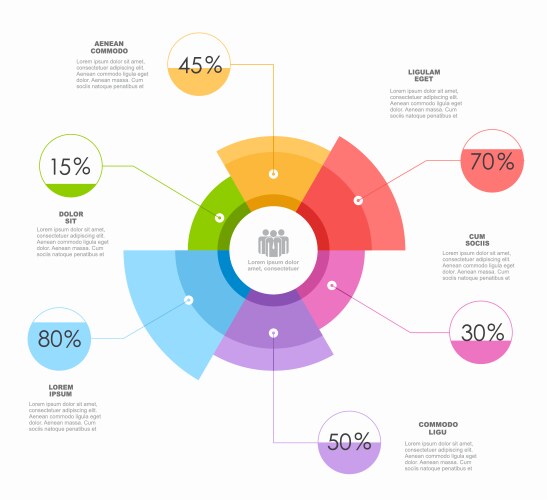 Pie chart concept with 8 parts template Royalty Free Vector