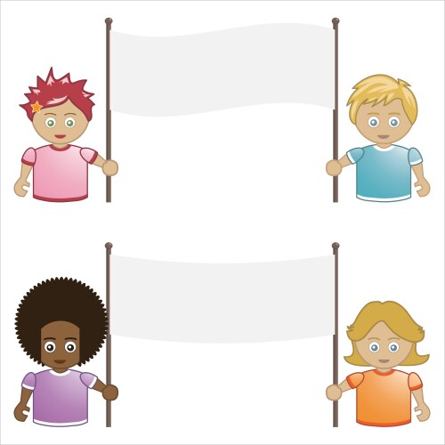Children holding banner Royalty Free Vector Image
