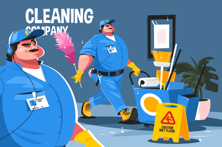 Vacuum cleaner process office cleaning Royalty Free Vector