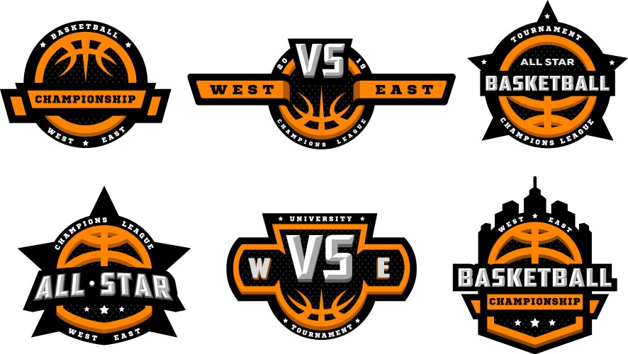 Set of basketball logos Royalty Free Vector Image