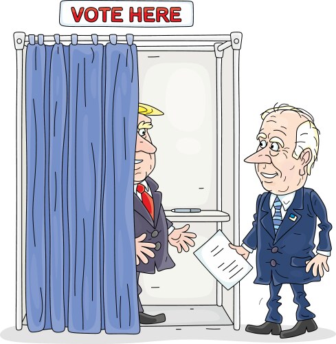 Angry voter in a polling booth Royalty Free Vector Image