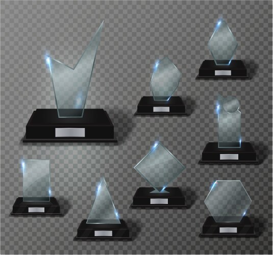Transparent trophy awards glass award on stand Vector Image