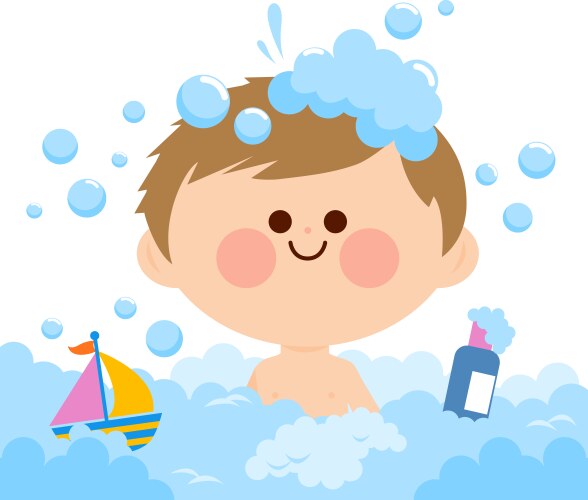 Young boy having shower Royalty Free Vector Image