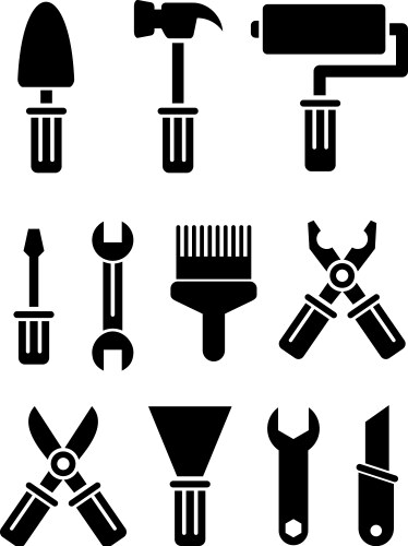 Building tool icon set Royalty Free Vector Image