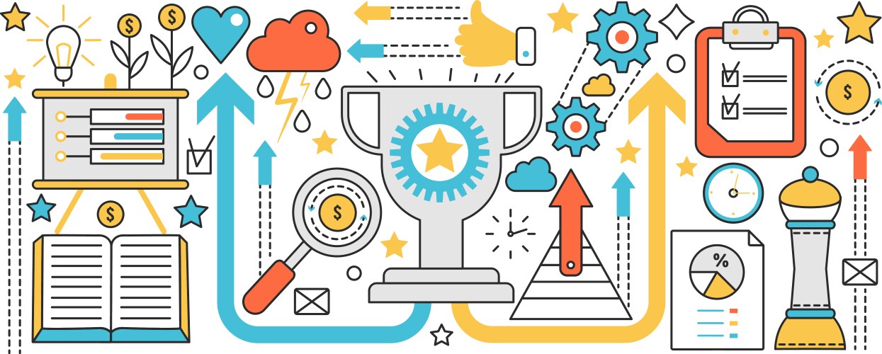 Flat trophy study success Royalty Free Vector Image