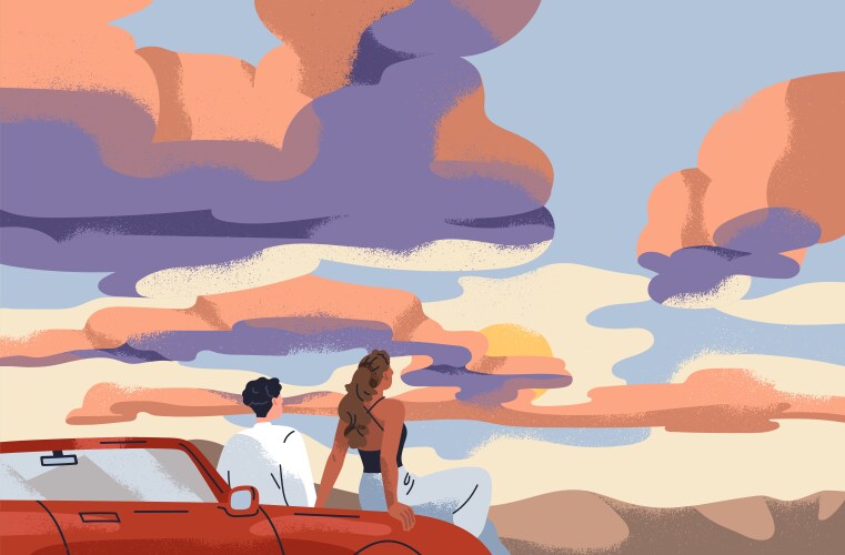 Cartoon evening sky sunset or morning landscape Vector Image