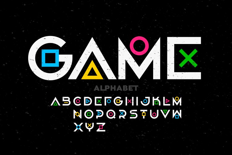 Video game pixel font with distortion Royalty Free Vector Video game pixel font with distortion Royalty Free Vector