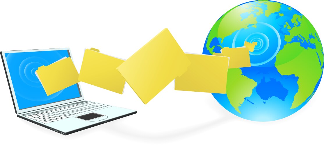 Laptop computer transferring files securely Vector Image Laptop computer transferring files securely Vector Image