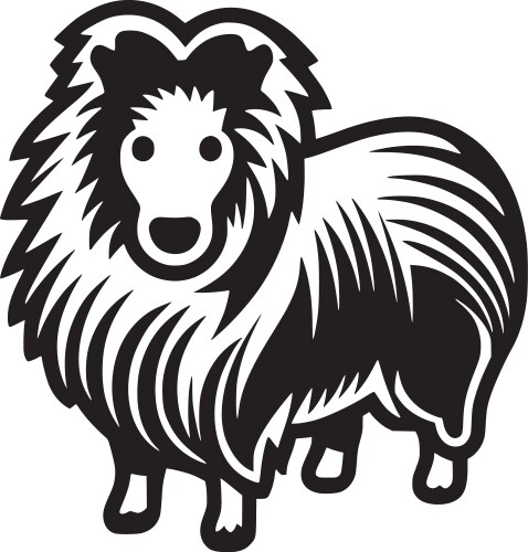 Shetland sheepdog - black and white Royalty Free Vector