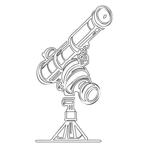 Telescope outline sketch Royalty Free Vector Image