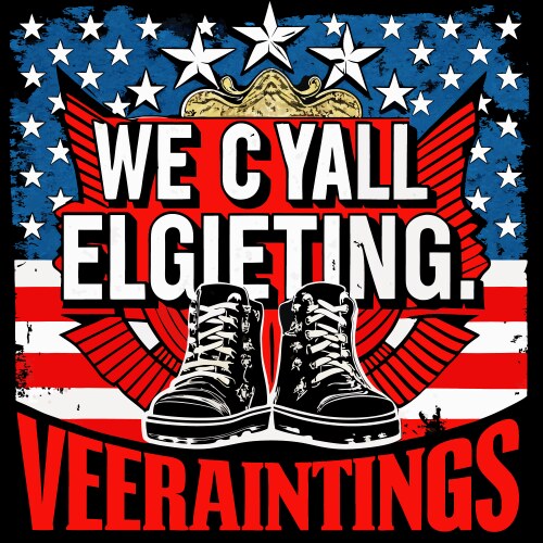 American veteran us maps boots and weapon Vector Image