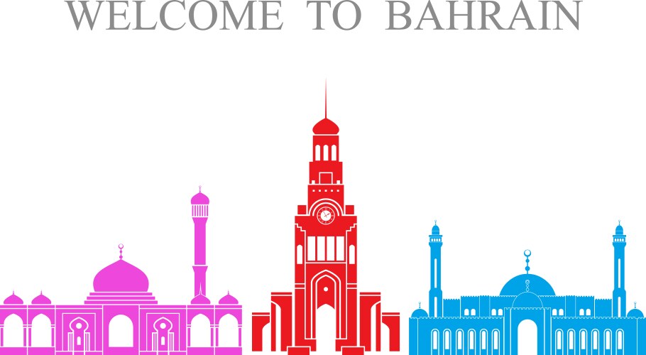 Travel to bahrain manama set cultural symbols Vector Image