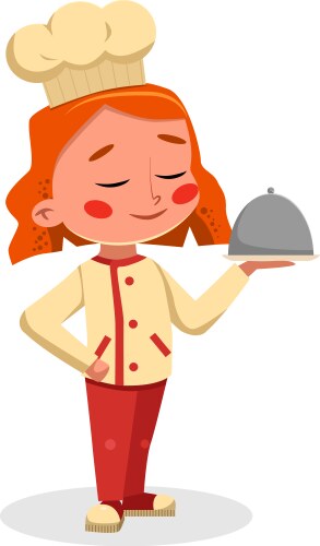Little girl chef cooking Royalty Free Vector Image