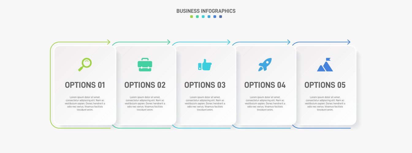 Horizontal progress bar featuring 5 arrow-shaped Vector Image