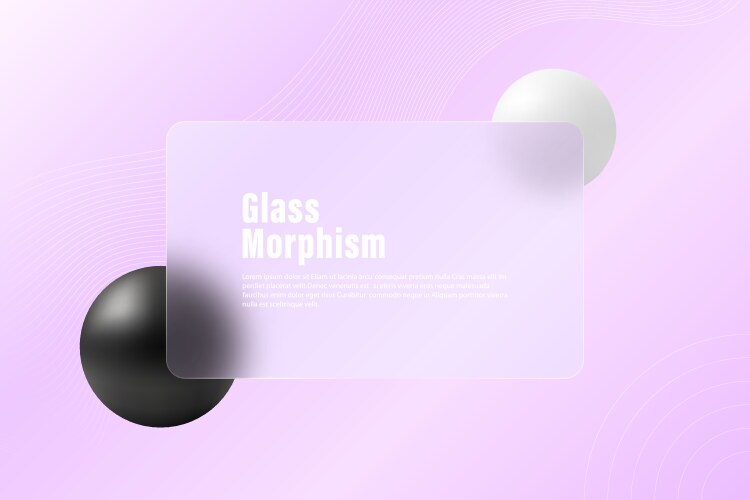 Glass morphism concept with green spheres frosted Vector Image