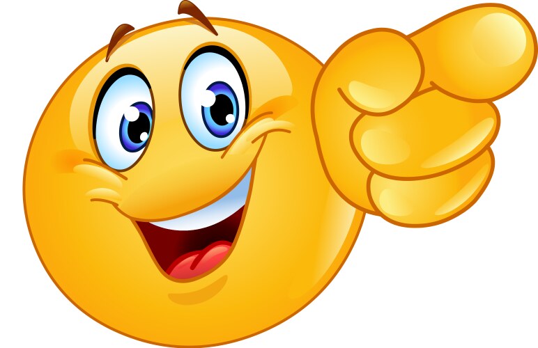 Pointing at himself emoticon Royalty Free Vector Image