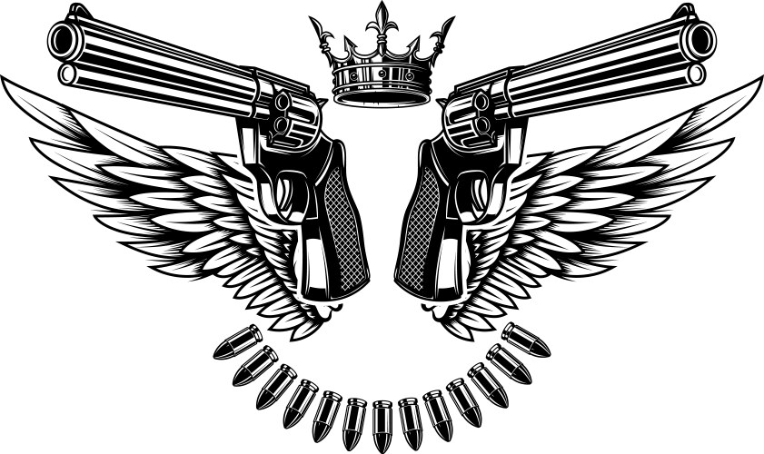 King crown and wings in monochrome style design Vector Image