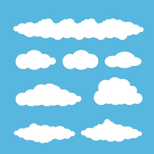 Fluffy cartoon clouds shine sky weather Royalty Free Vector