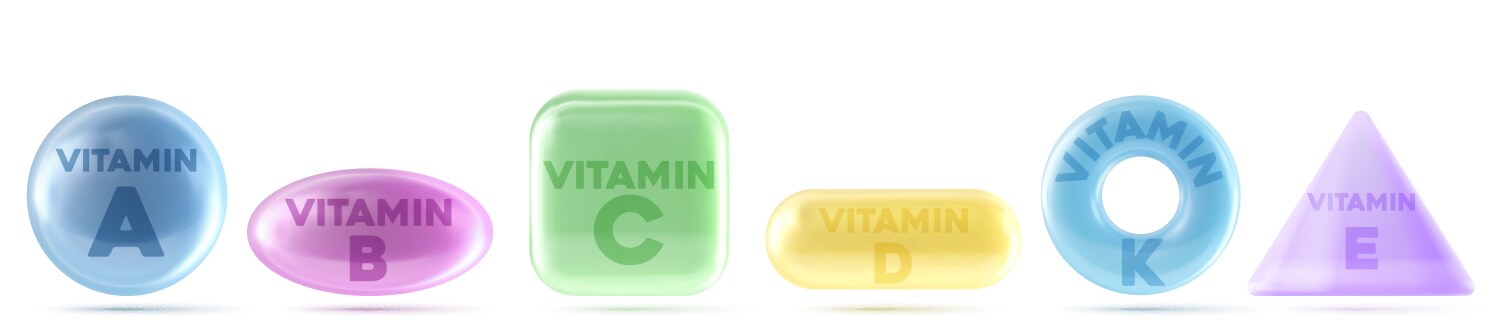 Set of multi vitamin complex icons multivitamin Vector Image