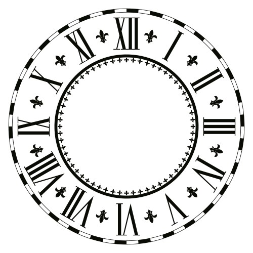 Clock face blank with roman numerals Royalty Free Vector