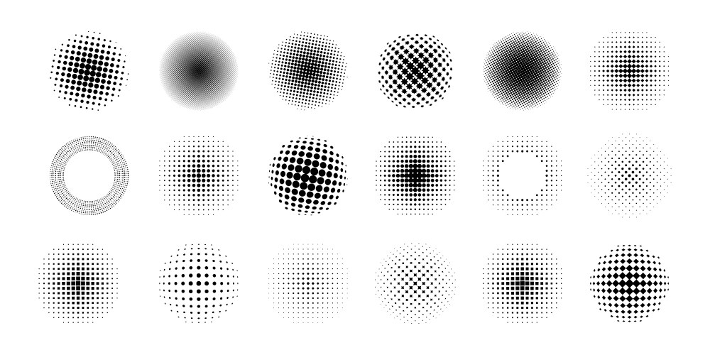 Circle halftone abstract dotted circles round Vector Image