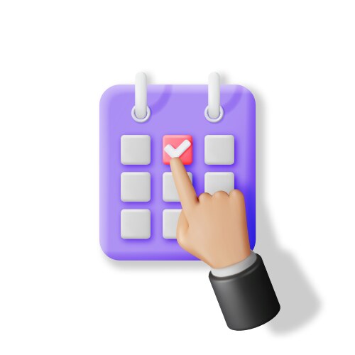 3d hand putting check mark on calendar Royalty Free Vector