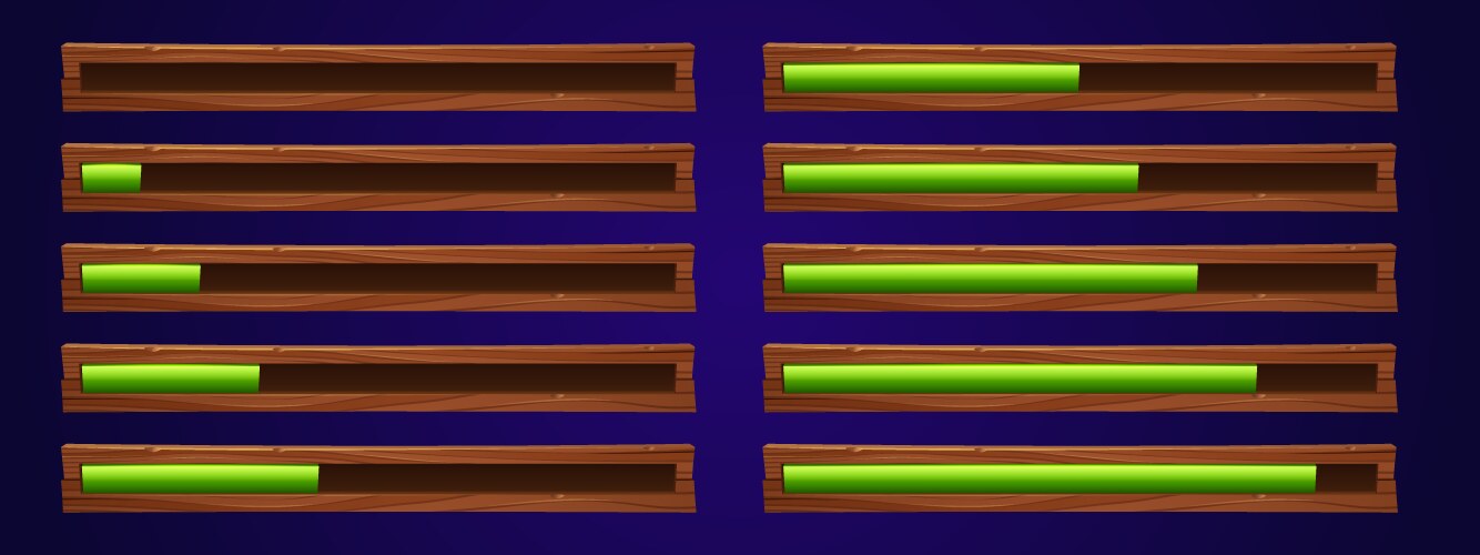 Game loading progress bars with glowing red lava Vector Image