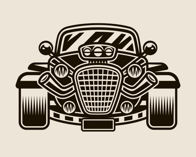 Hot rod in full face Royalty Free Vector Image
