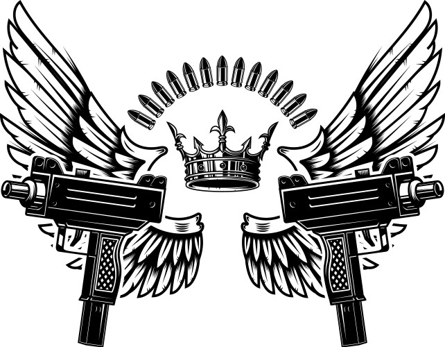 King crown and wings in monochrome style design Vector Image