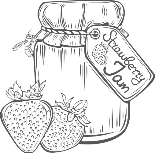 Jam in jar cartoon coloring page Royalty Free Vector Image
