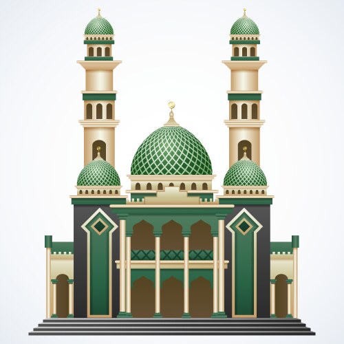 Islamic mosque building with green plant Vector Image