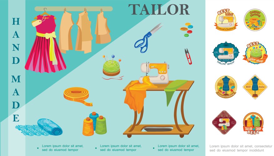 Sewing studio concept process designing Royalty Free Vector