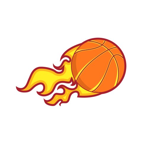 Basketball ball in fire coloring page for kids Vector Image