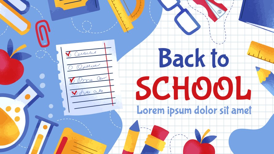 Hand drawn back to school youtube thumbnail Vector Image