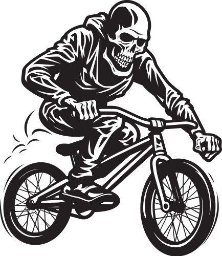 Bone shredder skeleton performing tricks on bmx Vector Image