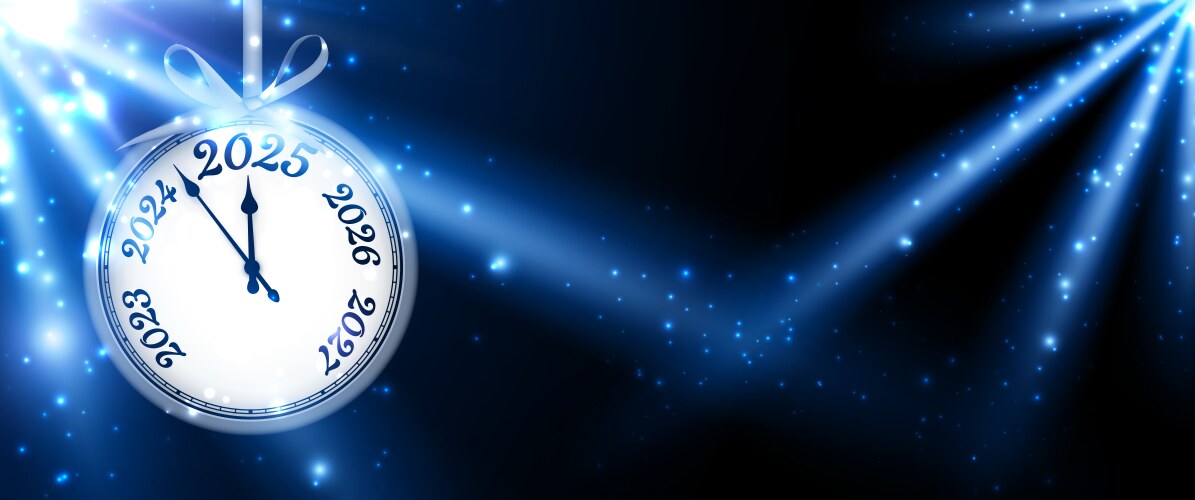 2025 midnight countdown with blue winter clock Vector Image