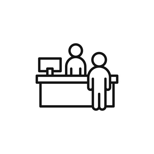 Reception desk icon symbol on white background Vector Image