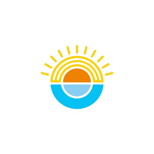 Sun rays and sea waves logo Royalty Free Vector Image