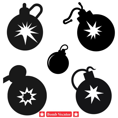 Vibrant explosive forms blast silhouette set Vector Image