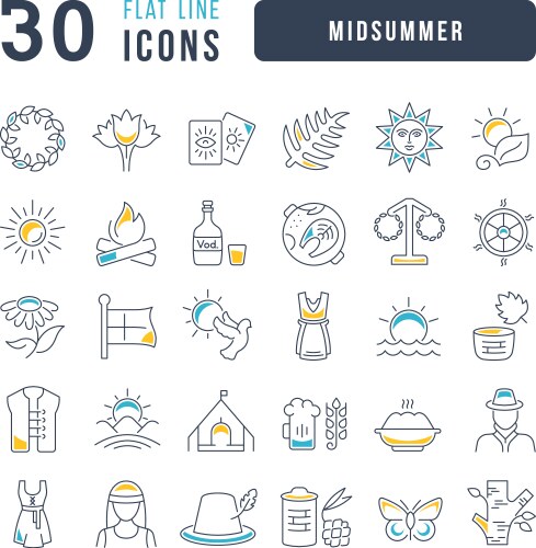Set of linear icons midsummer Royalty Free Vector Image