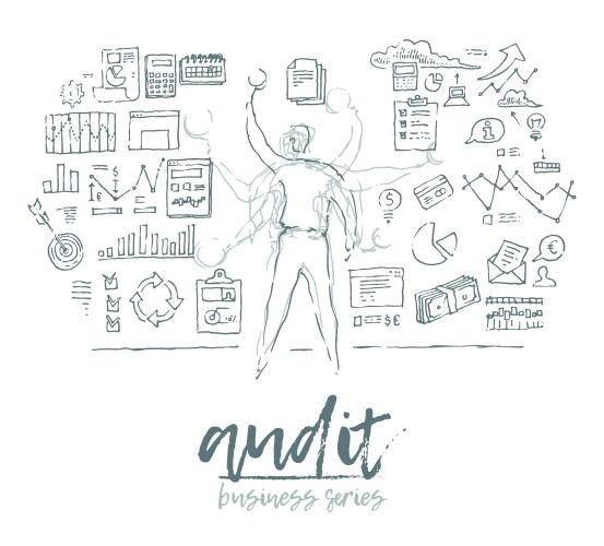 Audit analysis flat concept Royalty Free Vector Image