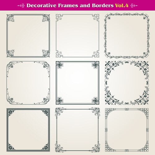Decorative frames and borders square set 2 Vector Image