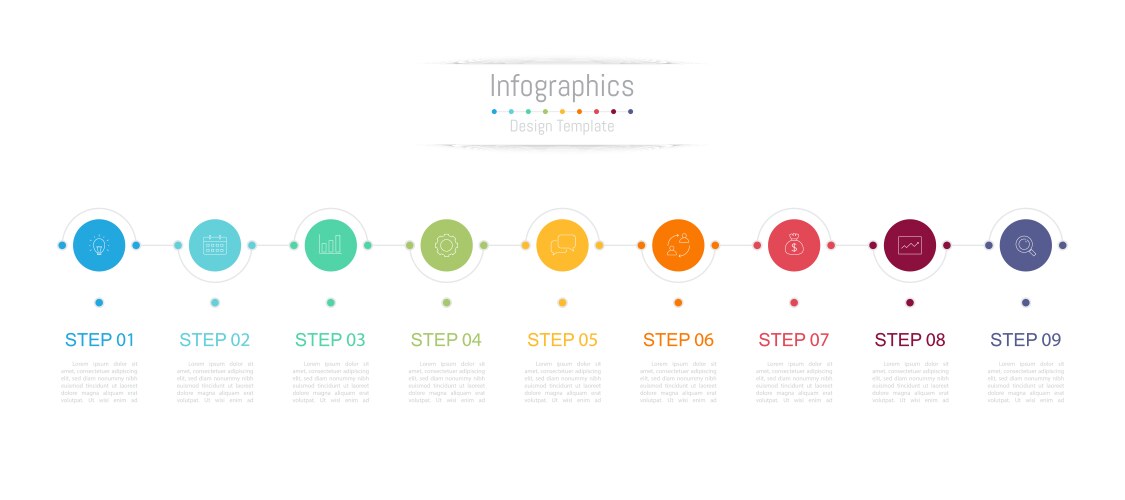 Infographic 9 options design elements Royalty Free Vector