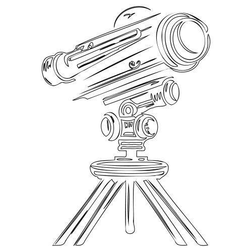 Telescope outline sketch Royalty Free Vector Image