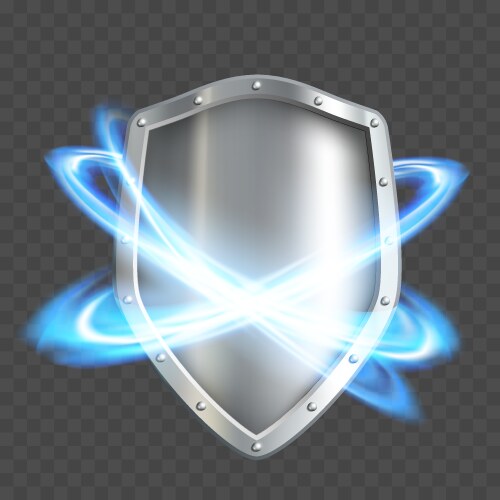 Metal shield with golden frame Royalty Free Vector Image