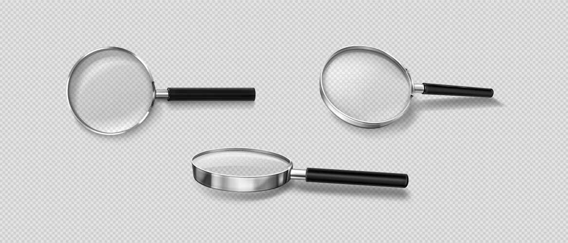 Realistic 3d magnifier glass in different angles Vector Image