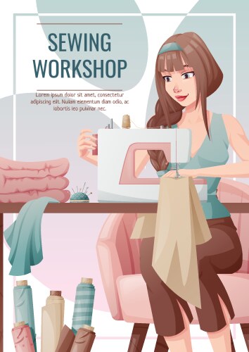 Flyer set with sewing mannequin and fabric rolls Vector Image