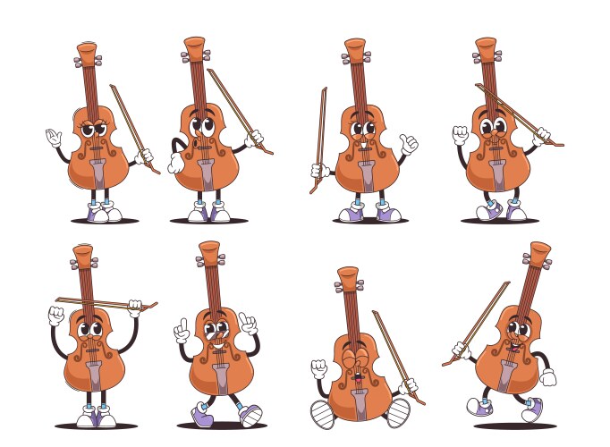 Cartoon animated violin with bow musical Vector Image